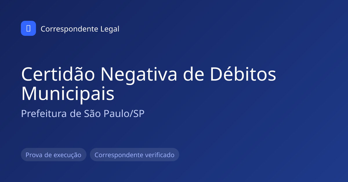Certidão Negativa de Débitos Municipais em São Paulo/SP ...